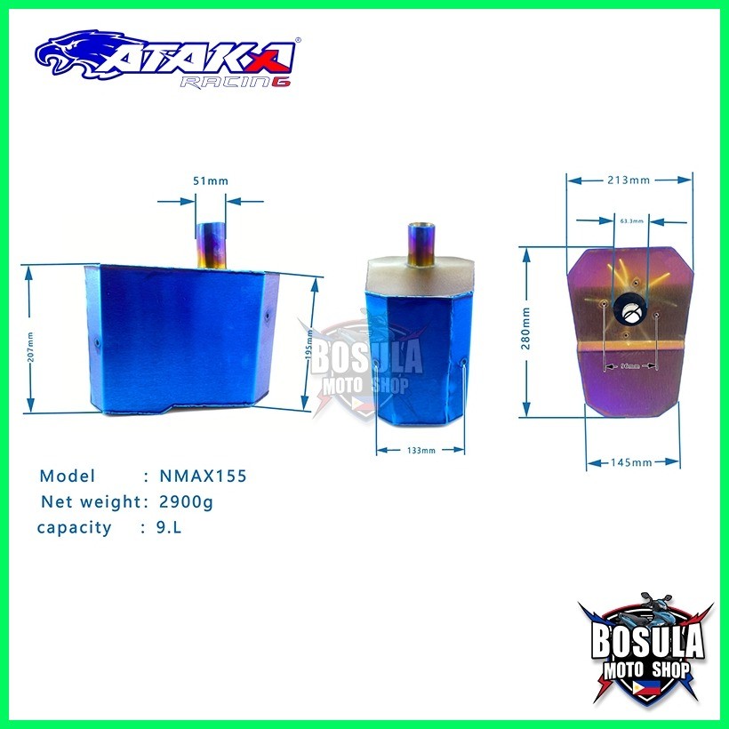 ATAKA Fuel Gas Tank For NMAX V1 AEROX V1 Stainless Steel Modified 9L ...