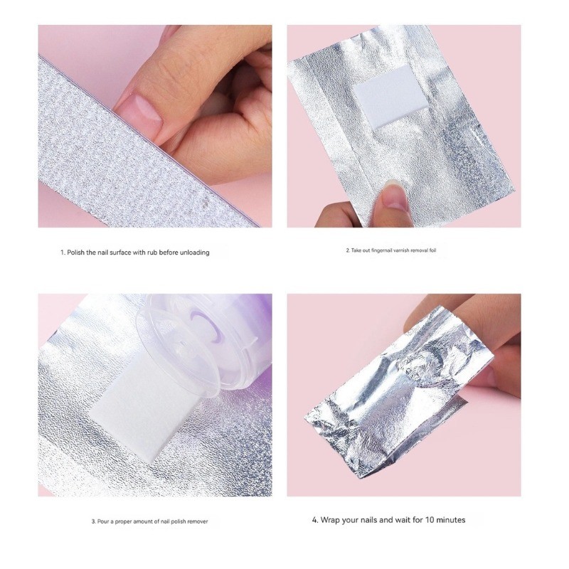 50/100Pcs Set Nail Removal Aluminum Foil Paper with Cotton Pads Removal ...