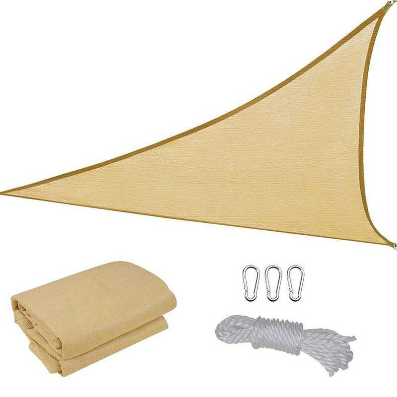 Beige 3 D5 Triangle Sun Shade Sail Canopy, Mesh Fabric, Block, Upf50 ...