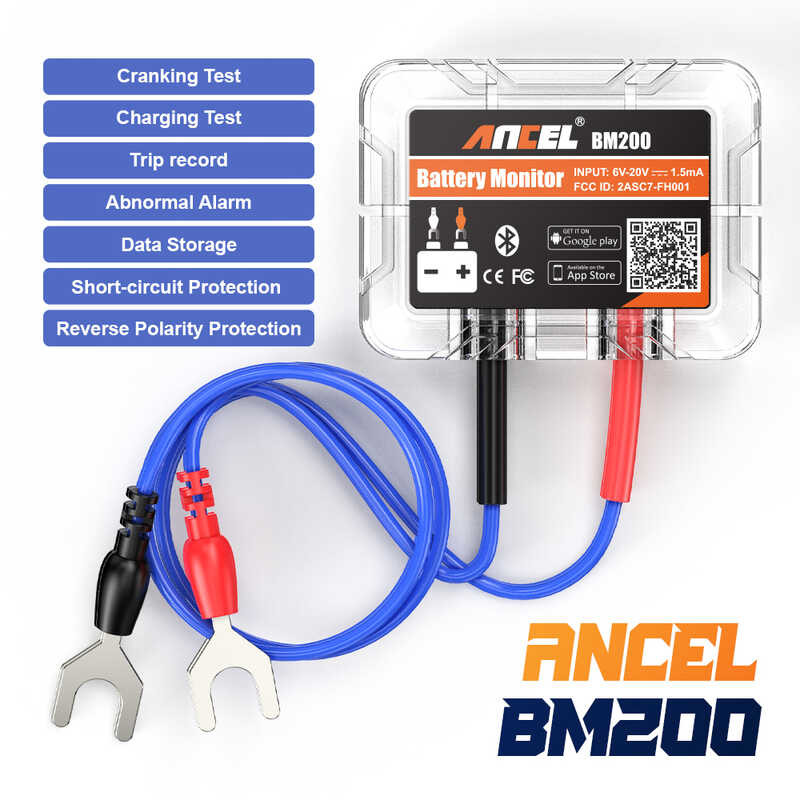 Bm200 ANCEL 12V Wireless Bluetooth 4.2 LED Display SOH SOC Battery ...