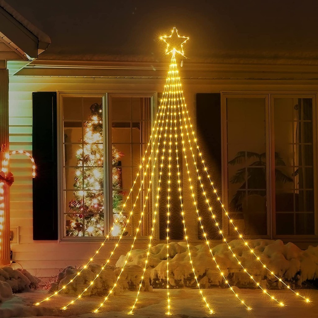 Ligyetor Tree Waterfall String Light Christmas Decorations Star String ...