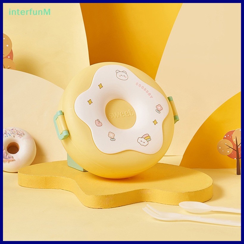 [InterfunM] Lunch Box For Kid School Child Snack Box Donut Cartoon ...