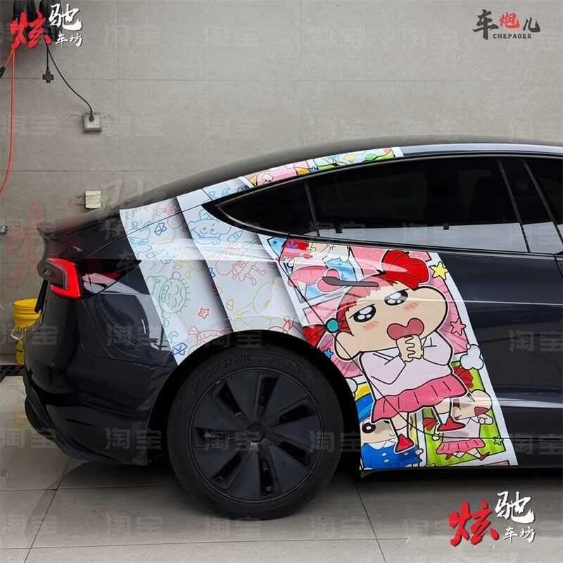 Tt Tesla Model 3 Y Car Decal Crayon Shin-Chan Nini Sister Ji Krypton ...