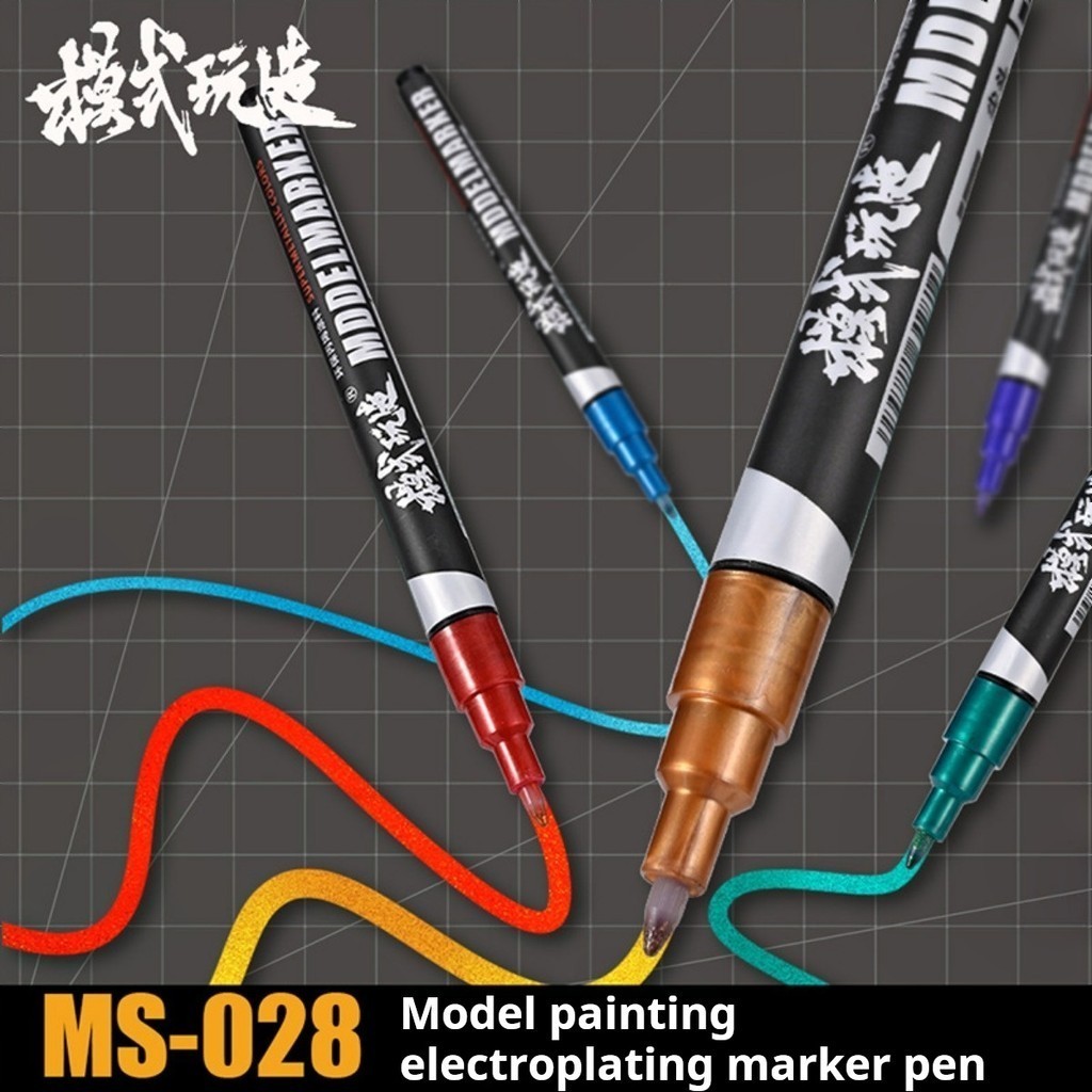 0.7mm 9pcs Super Metallic Model Marker Pen Set MS028 EX001-EX009 for ...