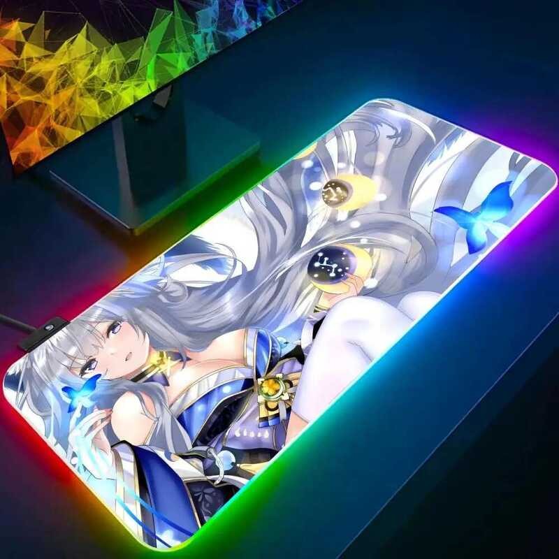 A-Azur Lane Game Mouse Pad All White Large Size Mouse Pad RGB Glow ...