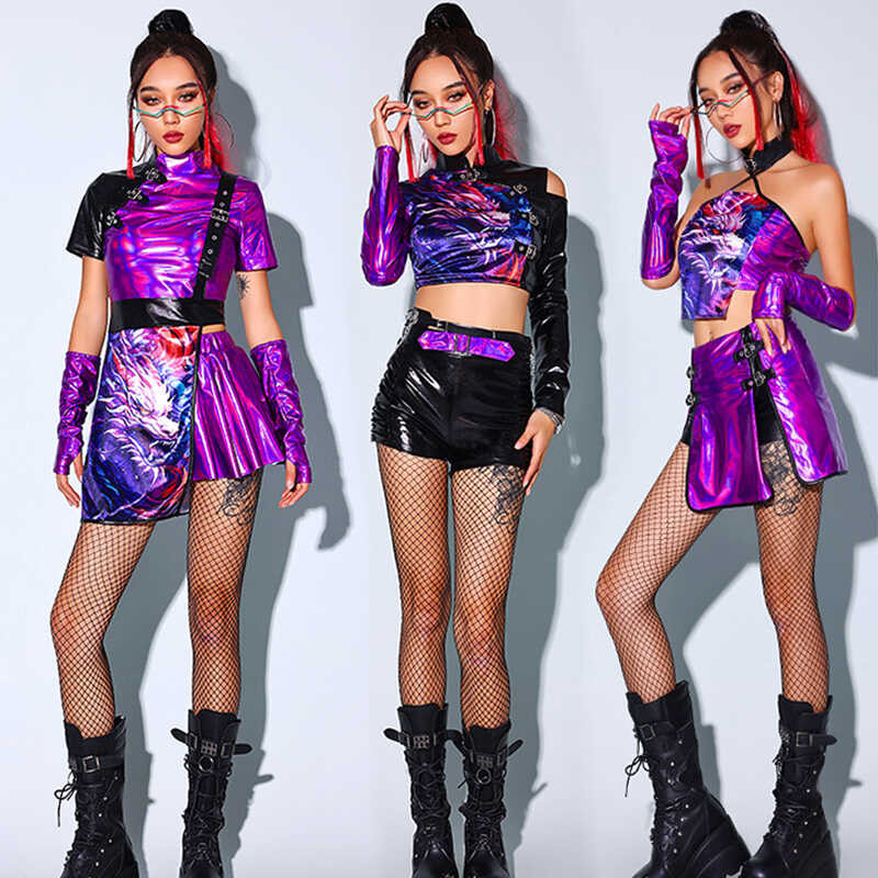 Jazz Purple Costume Women Y2k Kpop Clothes DJ G Dance Performance ...