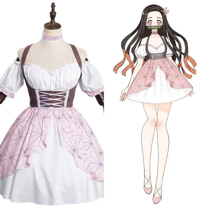 Kamado Anime Nezuko Cosplay Costume Lolita Dress Outfits Halloween ...