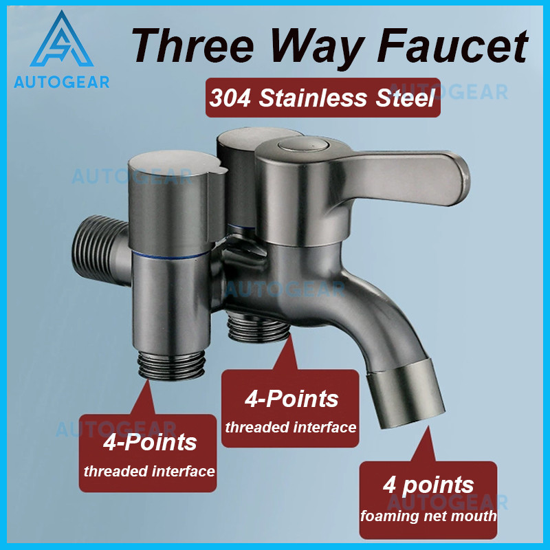 304 Stainless Steel Three Tap Multifunctional Stainless Steel Faucet ...