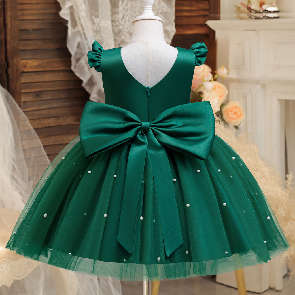 Girls Princess Party Dress Beading Tulle Summer Dress 3-8 Yrs Big Bow ...