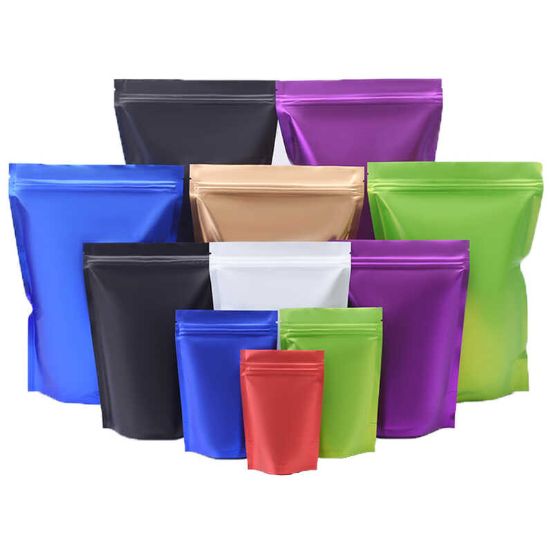 Matte 100Pcs Mylar Foil Zip Lock Stand Up Resealable Reusable R Notch ...
