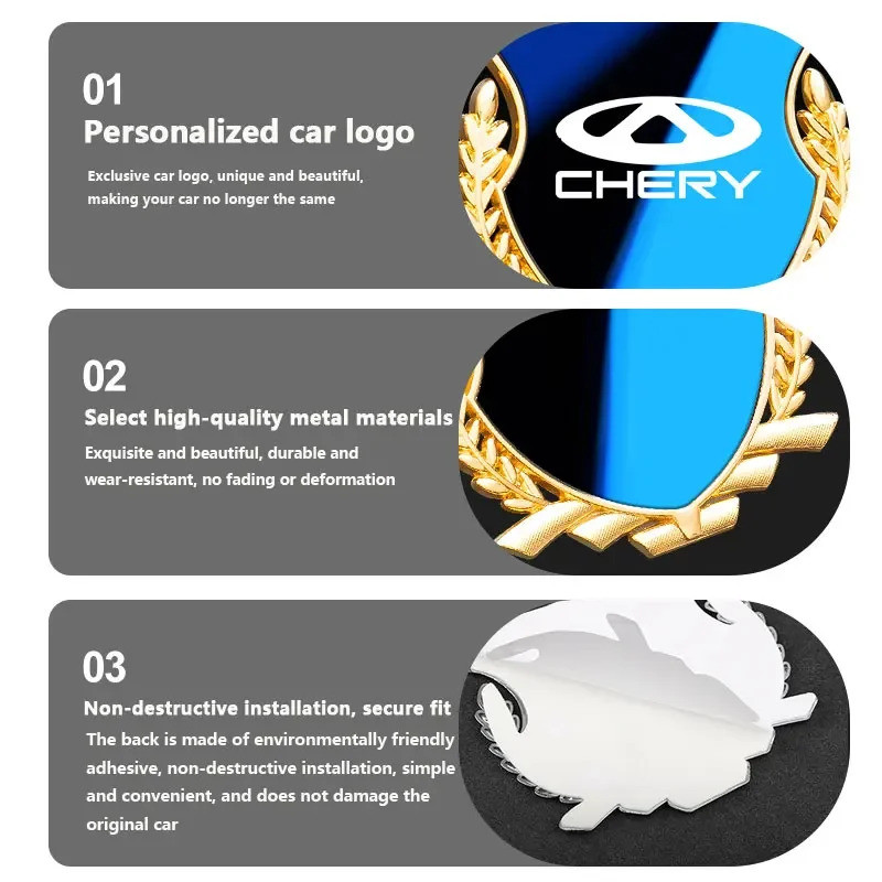 3D Metal Car Trunk Window Side Emblem Badge Decal Sticker For Chery ...