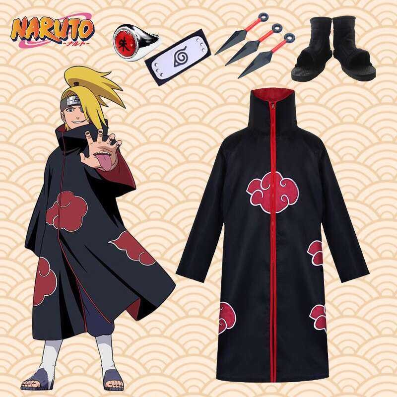 W Cosplay Costume Akatsuki Organization Ninja Cloak Outfit Itachi Cloud ...