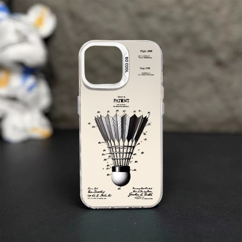 Fashionable Black Badminton Pattern Phone Case Compatible for IPhone16 ...