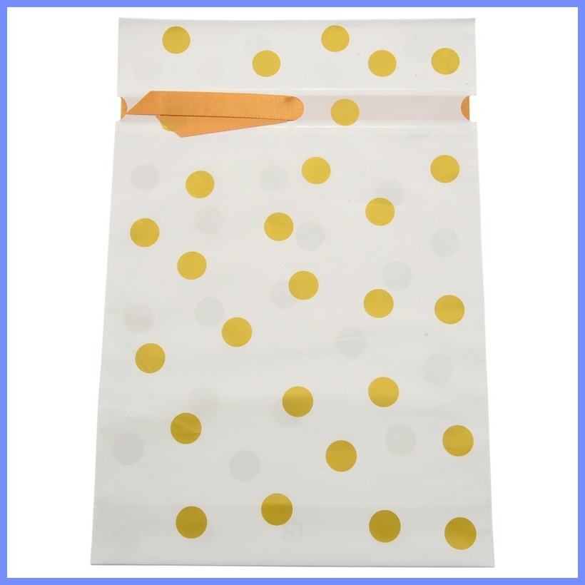 50 Pcs Candy Plastic Drawstring Gift Bags Gold Dot Treat Bags for ...