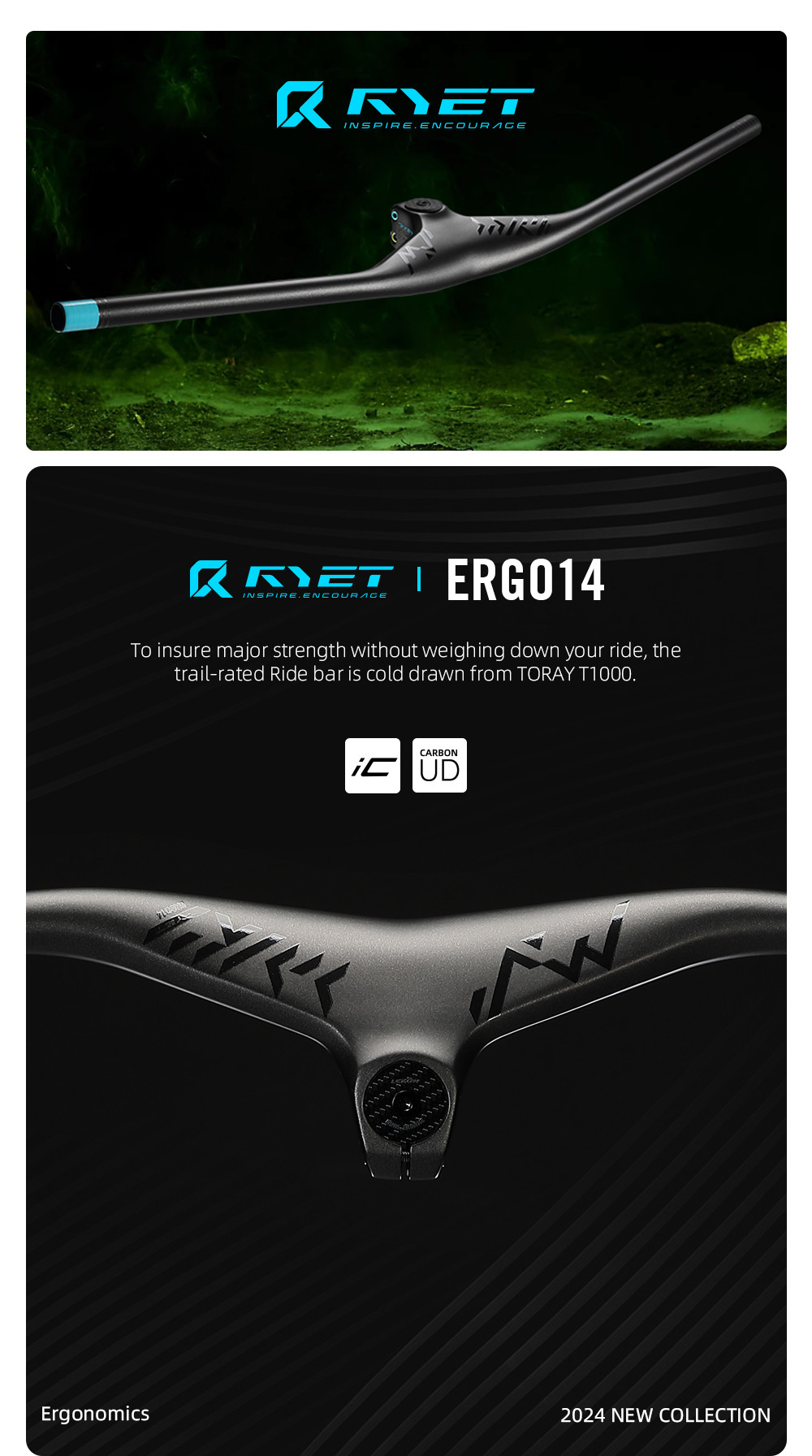 2025 RYET MTB Integrated Handlebar Carbon Rise 800mm -7 Degrees XC ...