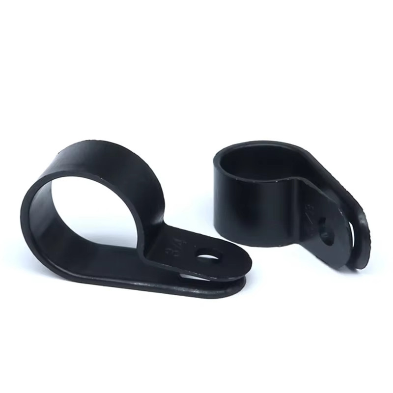 [HKH] R-Type Nylon Cable Clamp Plastic P Clips Black Nylon Fasteners Cable Mounting Fix Hardware ...