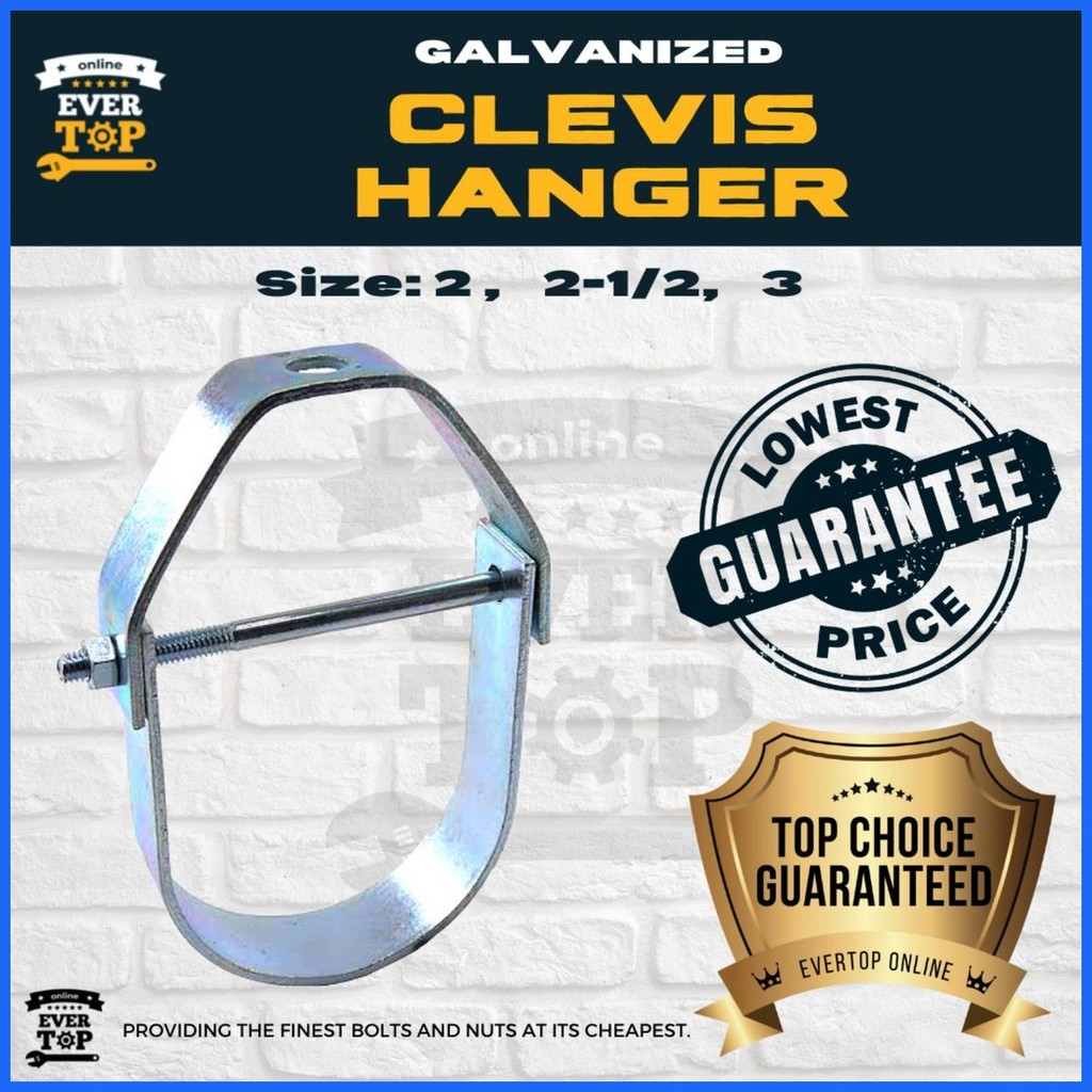§ ️ 2", 2-1/2", 3" Galvanized Clevis Hanger Pipe Hanger Heavy Duty ...