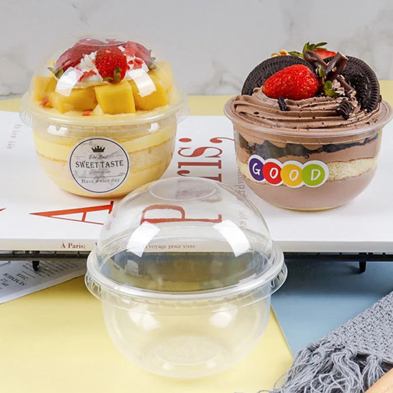 10PCS U-shaped Cake Cup Transparent Fruit Mousse Cup 250ML Round Boba ...
