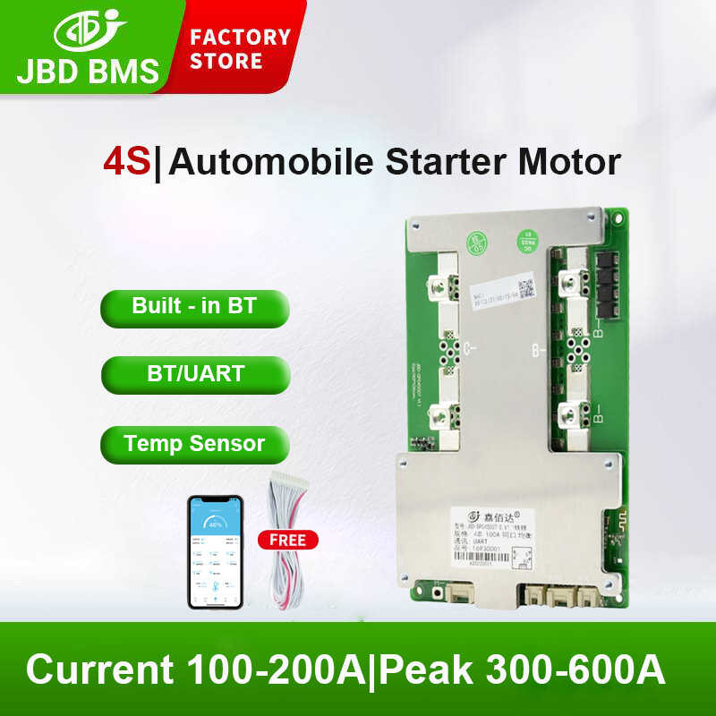 Smart JBD BMS Lifepo4 4S 12V 100A 150A 200A Car Start Power UART Built-In BT Function NMC LFP ...