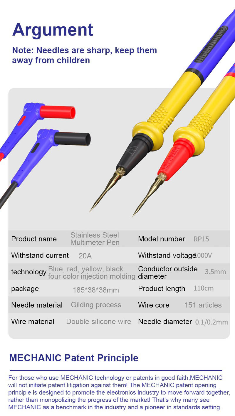 【PH STOCK+COD】MECHANIC RP15 Multimeter Pen 1000V 20A Stainless Steel ...