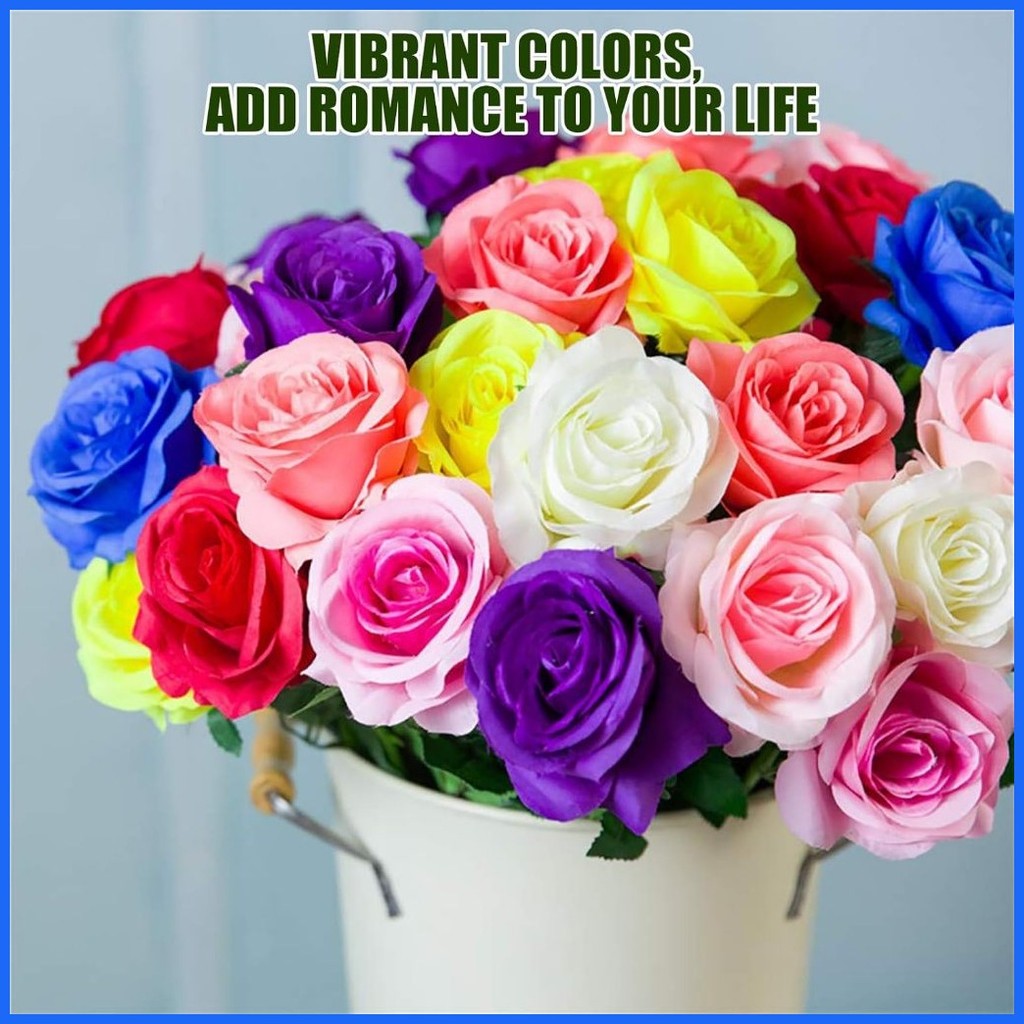 12PCS Red and White Rose Artificial Roses Flowers Bouquet Centerpiece ...