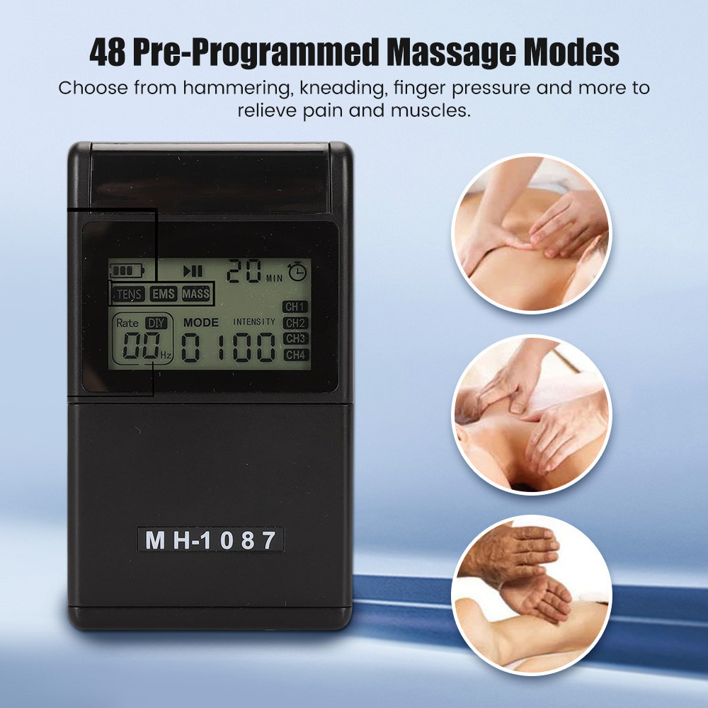 Rechargeable 48Modes Massager TENS/EMS/MASSAGE Electric Pulses Muscle ...