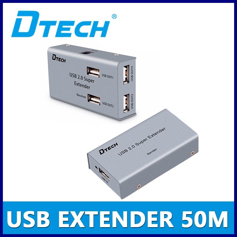 DTECH 50m Multiport USB Extender Over Ethernet Cat5 Cat6 Cable up to ...