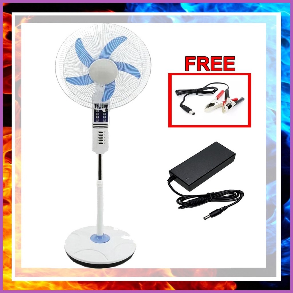♂ With LED Lights 12V DC Stand Fan / 12 Volts Solar Fan / 16 Inches ...