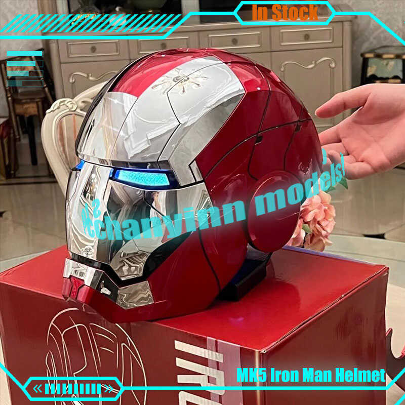 5 Iron Man Helmet 5 Electric Voice Control Helmet 1/1 Cosplay Led Metal ...