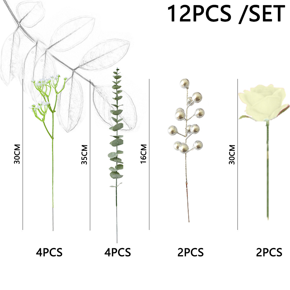 Rose Flower Bouquet Mixed Artificial Greenery Stems for Wedding Decor ...