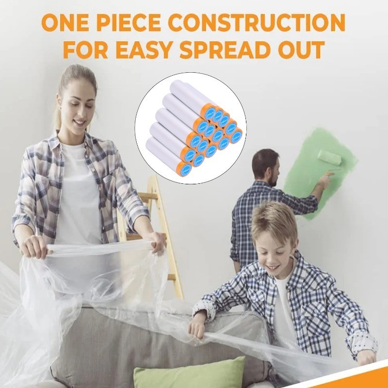 10M/Roll Disposable Furniture Plastic Dust Covers Portable Transparent ...