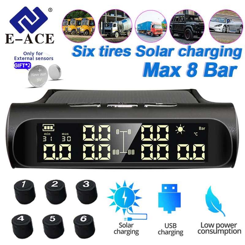 Solar TPMS 6 External Sensors Tire Pressure And Temperature Display ...