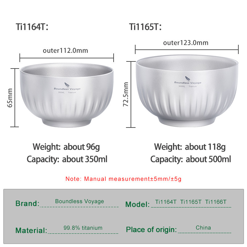 Boundless Voyage Outdoor Ultralight Double Walled Titanium Bowl - Ideal ...