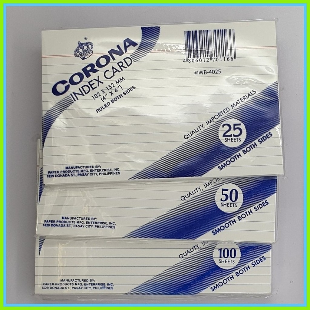 Corona Index Card (4 x 6 in) (Ruled Both Sides) | Shopee Philippines