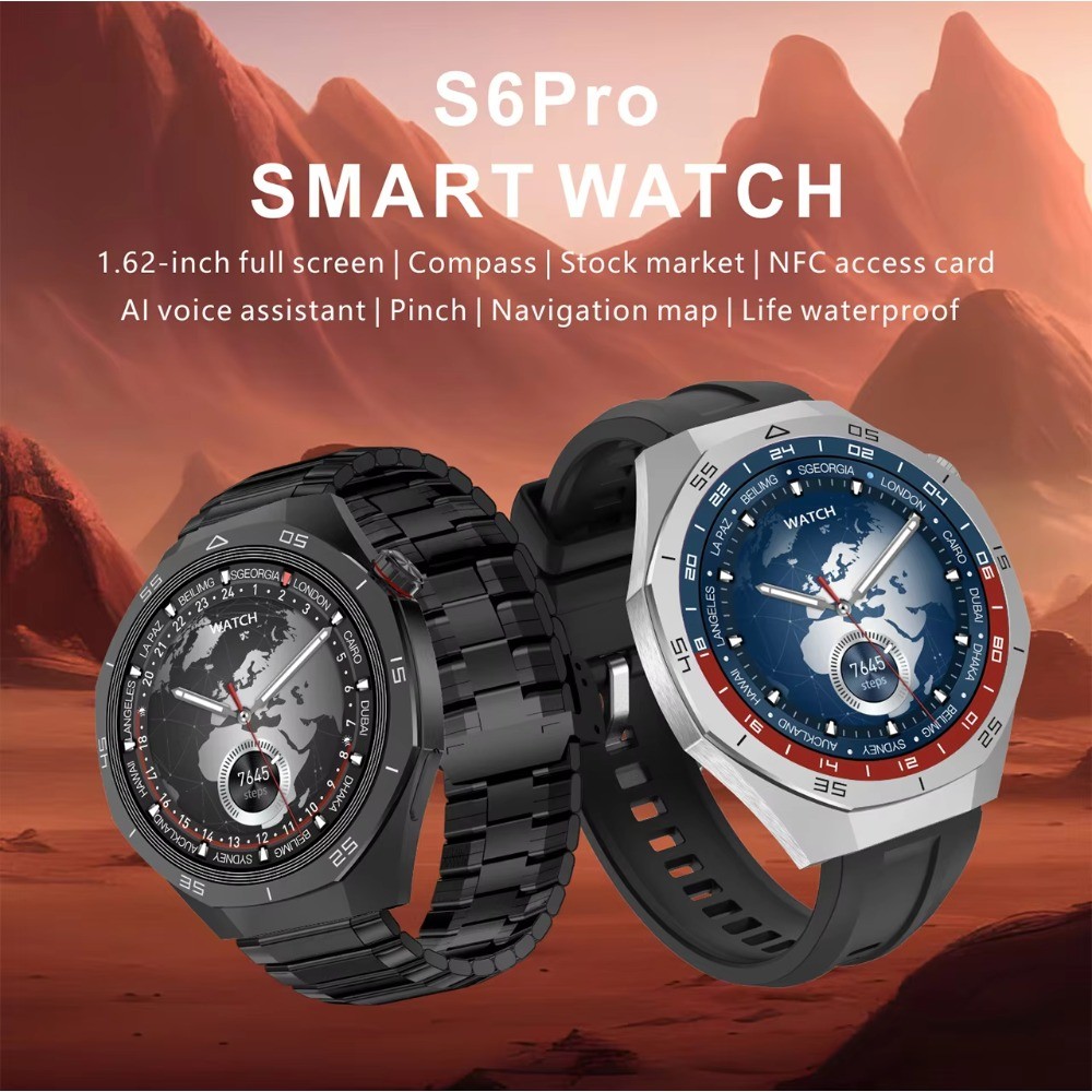 2025 New Smart watch S6 Pro 1.62inch Bluetooth call 420mAh NFC GT5 pro ...