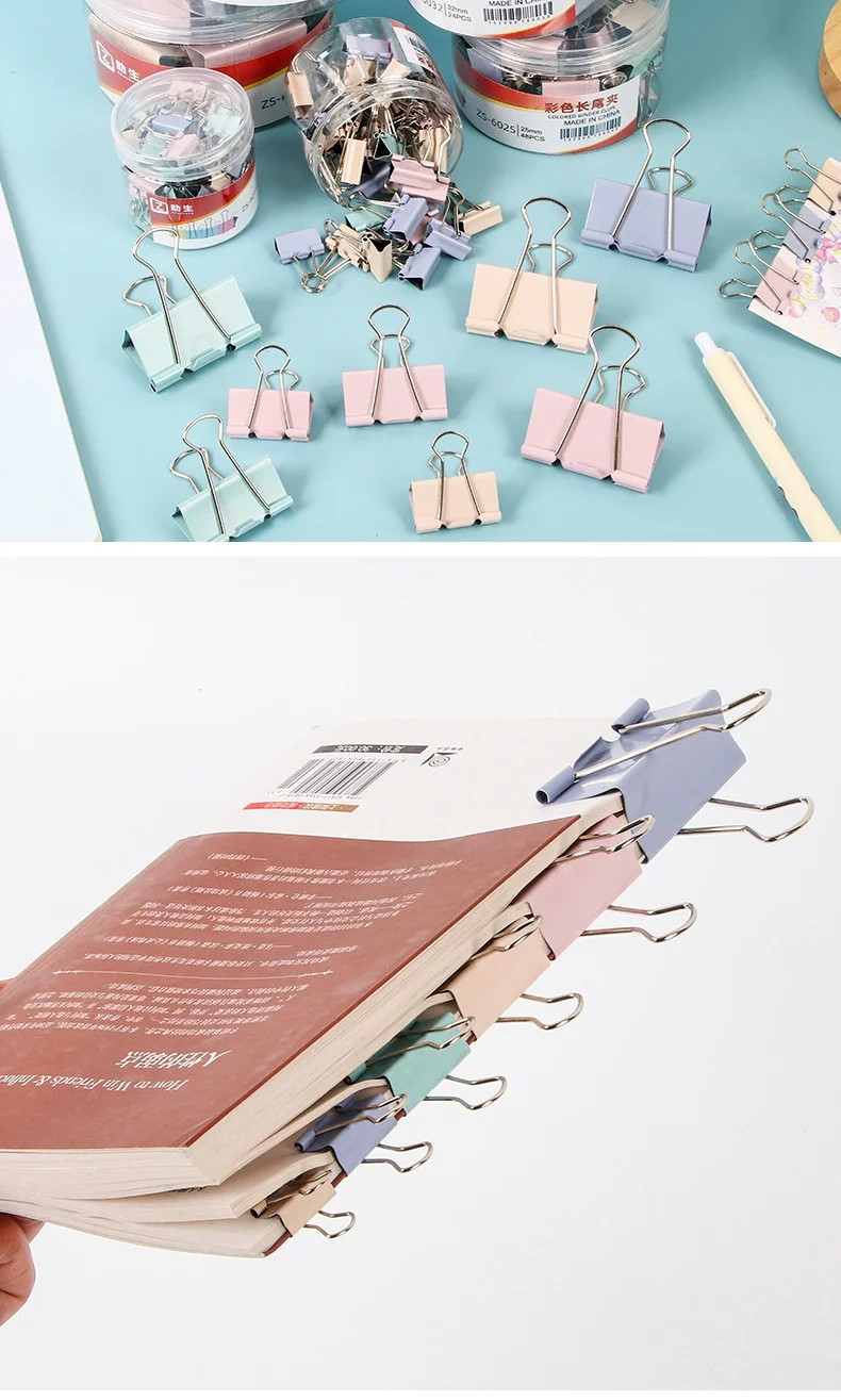 60PCS Multi-functional Color Long Tail Ticket Clip dovetail clip Binder ...