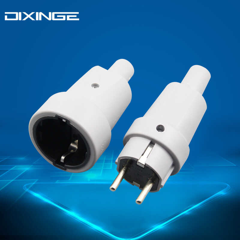 Gray white German style male and female plug PVC anti drop Euro German ...