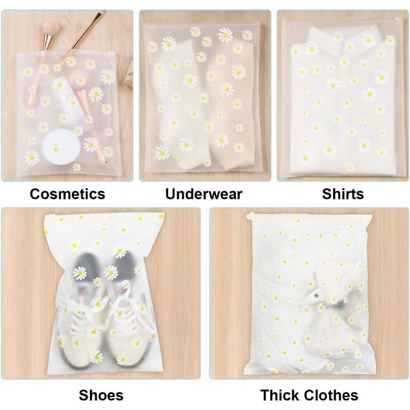 10/20/30Pcs Portable Travel Storage Bags / Daisy Pattern Frosted ...