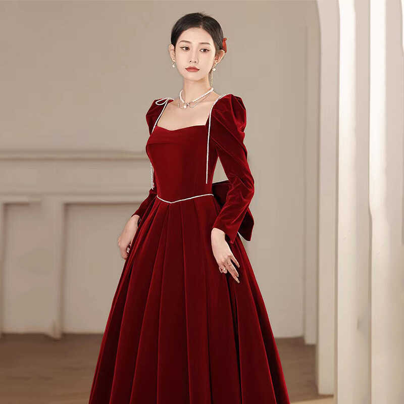 Wine 2 ☆ Red Velvet Toast Dress, Bride's Fugitive Princess 2025 New ...