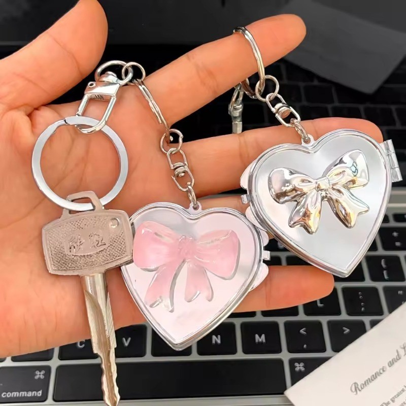 Love Mirror Keychain Sweet Double Sided Love Cosmetics Key Holder Y2k ...