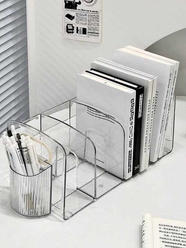 File Book Stand Rack Transparent Boohelf Desktop Book Storage Rack ...