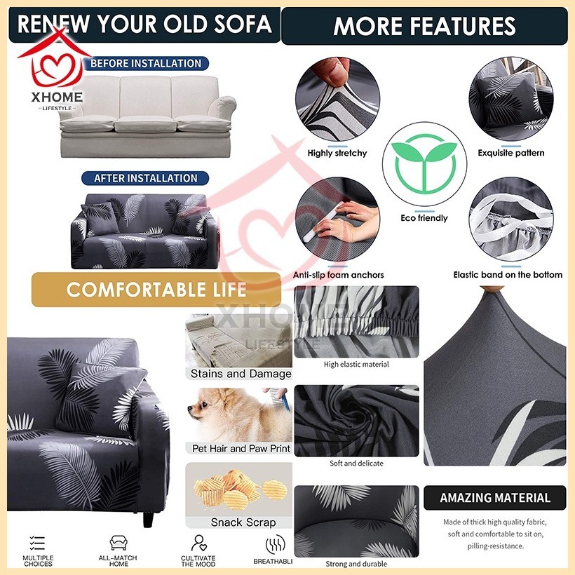 SALES1 2 3 4 Seater l shape single cleopatra plain sofa cover set ...