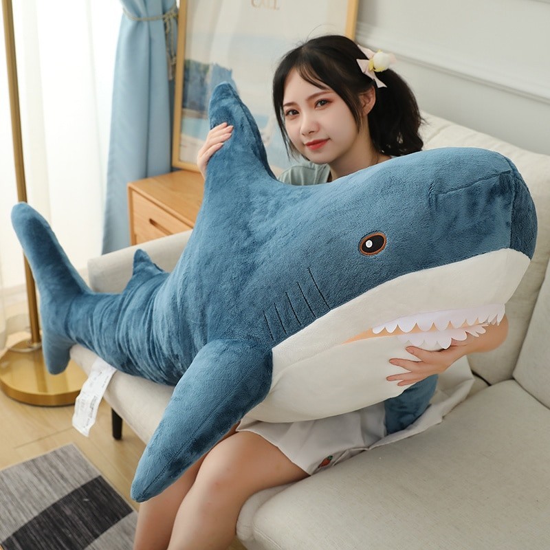 30/45/60/80CM Long Giant Shark Plush Toy Doll Soft Stuffed Animal Cute ...