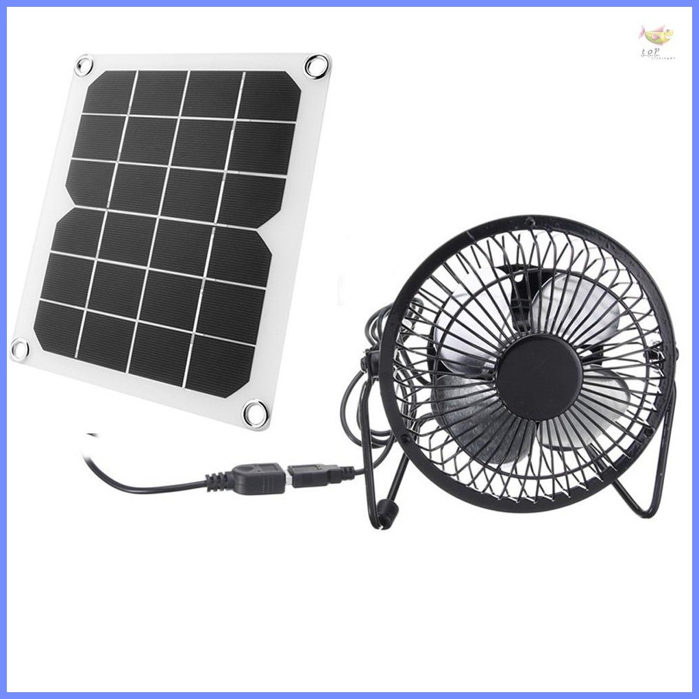 Portable 5W Dual-USB Solar Powered Fan Set Solar Panel Monocrystalline ...