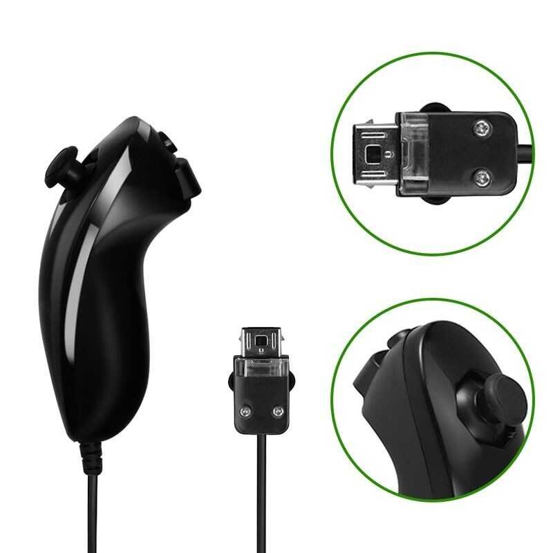 Nunchuck Wired For Nintendo Wii Game Controller Hand Curved Game Handle Controller Nunchuk For ...