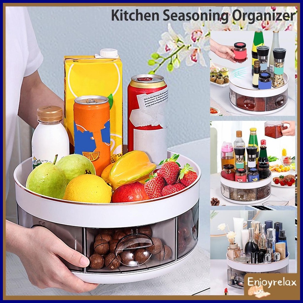Turnable Spice Box 360 Degree Revolving Seasoning Box with 6 ...