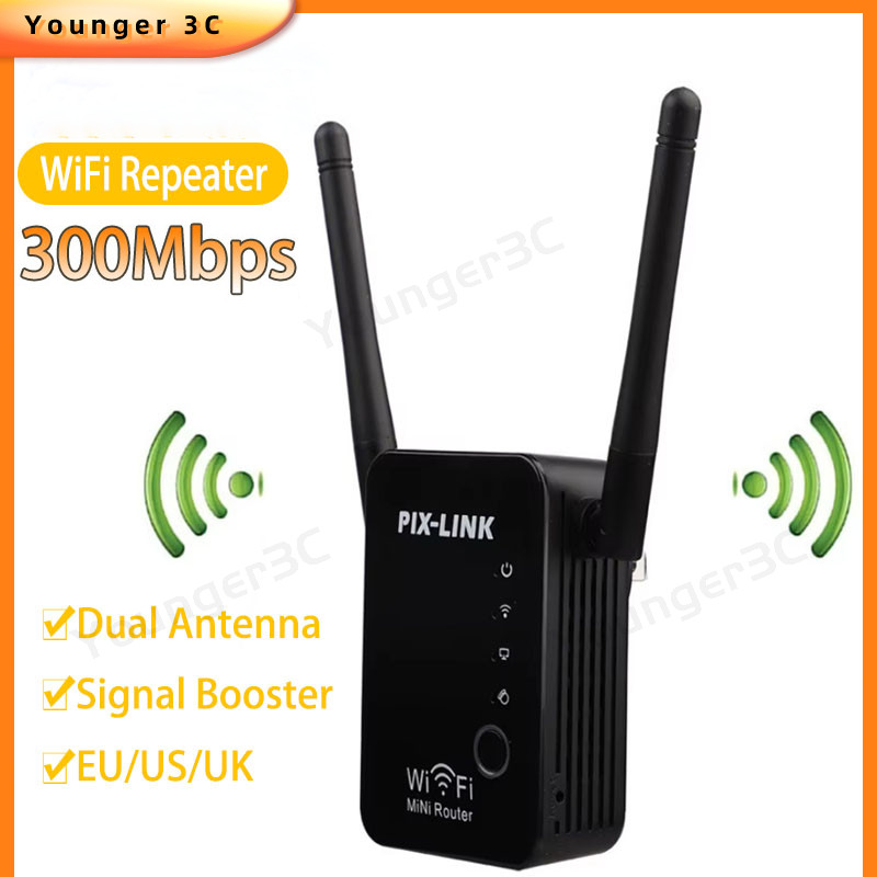 Dual Antenna WiFi Repeater 300Mbps WiFi router Signal booster WAN+LAN ...