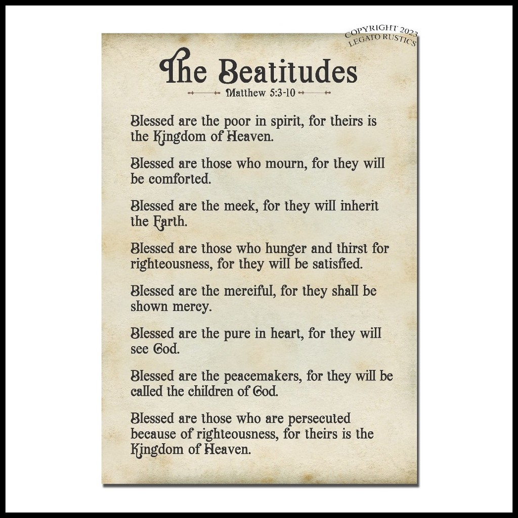 Wall Decor Home Décor The Beatitudes Inspirational Bible Verse RUSTIC ...