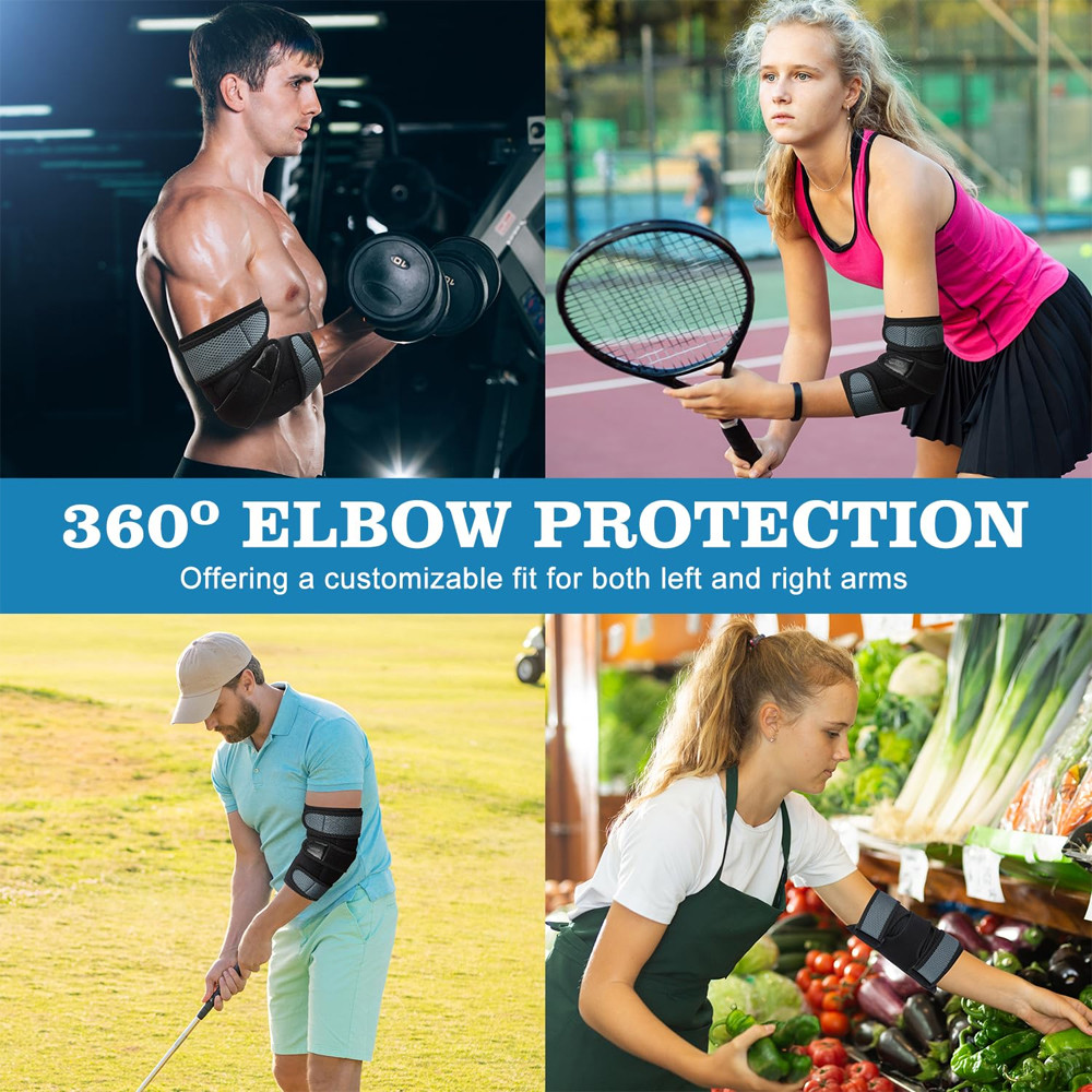 1PC Elbow Brace with 2 Removable Metal Splints,Adjustable Elbow Support ...