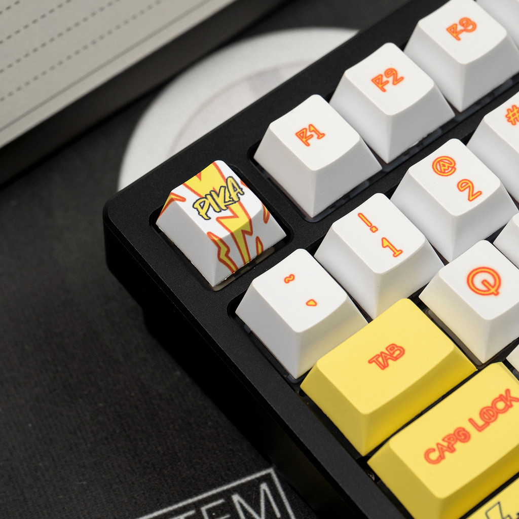 Pokemon Pikachu Keycaps Yellow White PBT Cherry Profile Keycap set for ...